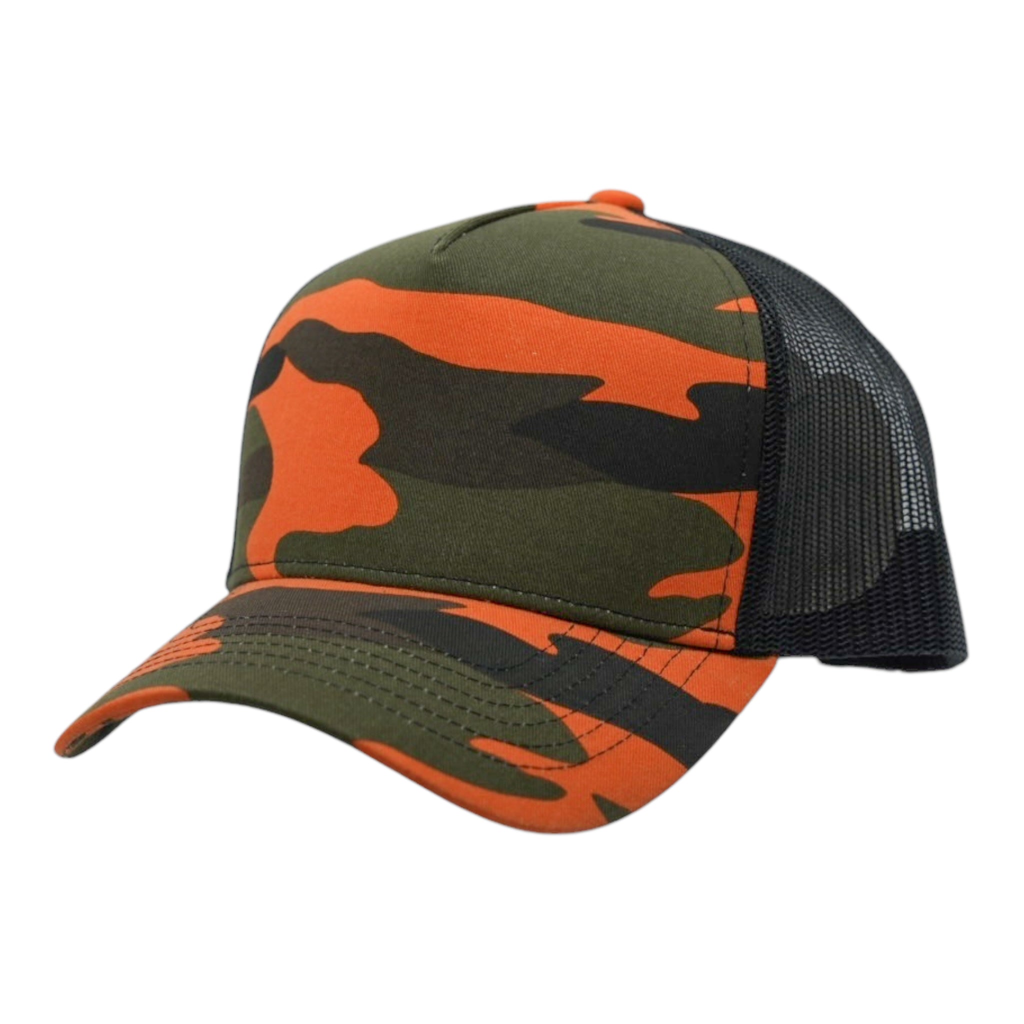 Blank 5-Panel High Profile Trucker Hat | Camo – Muka Headwear